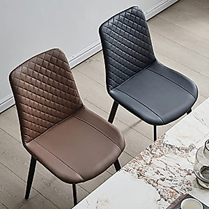 seonyou Black Dining Chairs Set of 6 for Kitchen Dining Room, Upholstered Leather Mid Century Modern Dining Chair