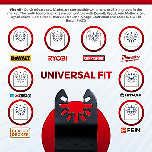 OHROS 24Pcs Titanium Oscillating Saw Blades Professional Universal Multitool Blades for Wood Plastics Metal Fit Dewalt Ryobi Quick Release Multi Tool Blades Kits All Purpose Cutting Coping Tools