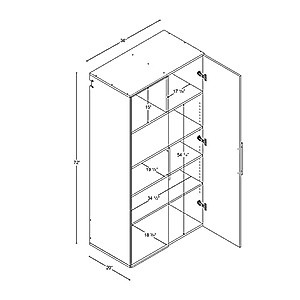 Prepac HangUps Large Storage Cabinet - Immaculate Black 36" Cabinet with Storage Shelves and Doors; Ideal for Bin and General Storage Solutions
