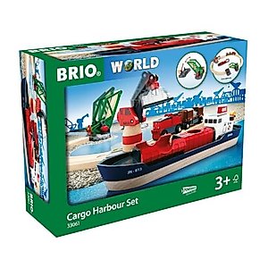 BRIO World - 33061 Cargo Harbor Set | 16-Piece Train Set with Accessories Wooden Tracks | Ideal Gift for Kids Aged 3+ | Certified Sustainable Materials