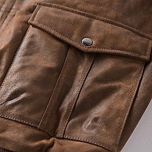 FLAVOR Men's Leather Flight Bomber Jacket Air Force Aviator. (XX-Large, Brown)
