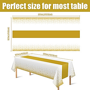 OHOME 4 Pack Disposable Plastic Table Cloths for Parties,White and Gold Rectangle Table Covers for Wedding Bridal Shower Birthday | Baptism Decorations,Engagement Party Decorations 54" x 108"