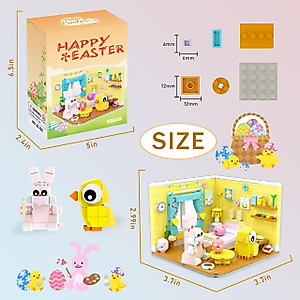 Bestbase Easter Friends House Building Blocks Kit - 417 Pcs Easter Bunny Easter Toys Building Sets , Easter Basket Stuffers Easter Egg Fillers Building Toys Easter Gifts for Kids Age 6+
