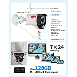 [Add -on 3MP Camera] Tonton 3MP Ultra HD Wireless IP Network Camera Outdoor Indoor Security Camera with PIR Sensor, 2 Way Audio, Floodlight, Suitable for All of Tonton NVR and All in one Kits
