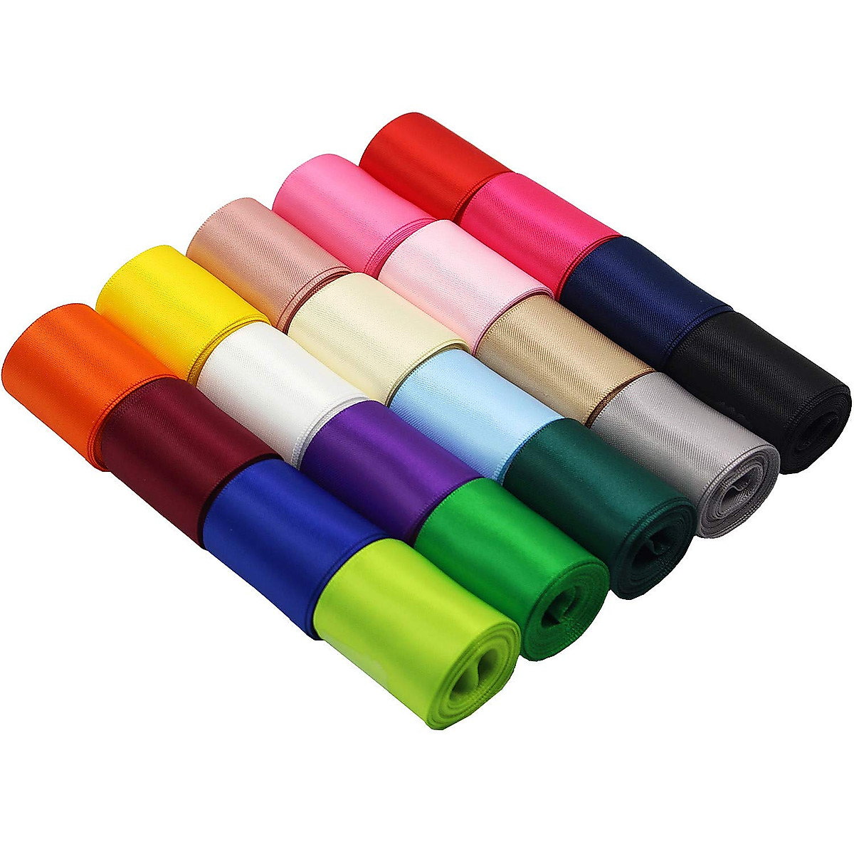 1-1/2 Inch Wide Solid Color Double Sided Polyester Satin Ribbon 20 Colors X 2 Yard Each Total 40 Yds Per Package