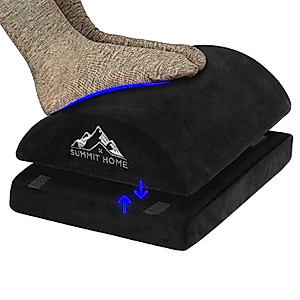 Summit Home Ergonomic Under Desk Foot Rest for Office Use – Adjustable Height Memory Foam Foot Stool Under Desk for Office Chair, Gaming Chair, Home & Car – for Back, Knee, Hip & Foot Pain Relief