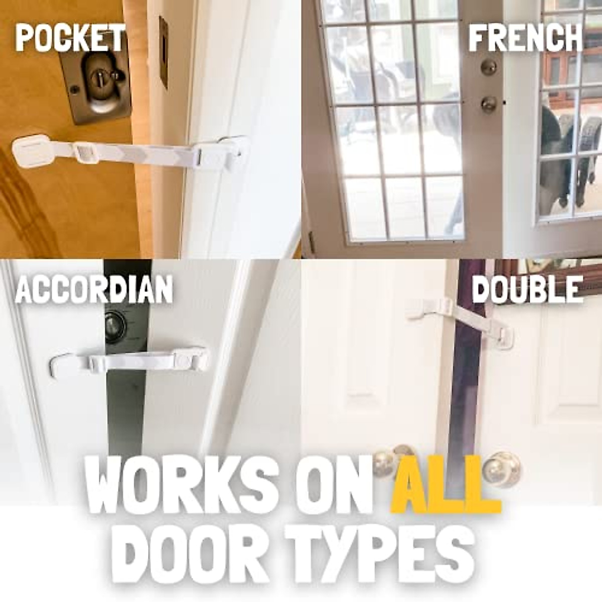 Door Buddy Adjustable Cat Door Latch - Grey 2 Pack. Pet Door Holder to Dog Proof Cat Litter Box & Keep Dog Out of Cat Food. Simpler Than Cat Gate or Interior Cat Door. Adjustable Door Strap for Pets