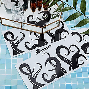 15 Pieces Kraken Octopus Toilet Tentacles Wall Decals Decor Sticker Octopus Toilet Home Decal Black Sea Creature Wall Art Sticker Tentacles Bathroom Kraken Decal for Toilet Seat