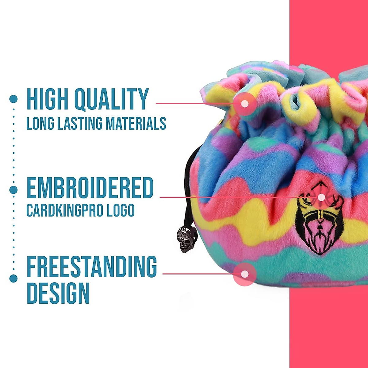 CardKingPro Immense - OCD Edition - Dice Bags with 15 Pockets - Rainbow & Blue - Capacity 200+ Dice - Great for Dice Hoarders [Patented Design]