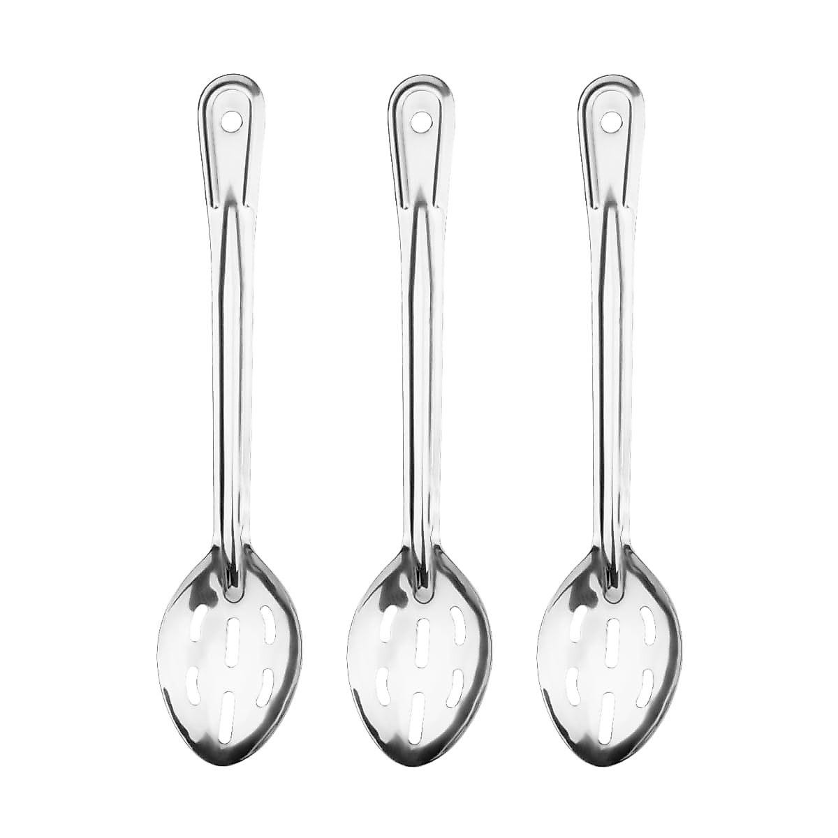 Slotted Serving Spoon with Holes for Draining - Perforated Serving Spoon of Stainless Steel with Long Handle for Strain Food (3)