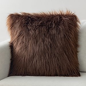 Phantoscope Faux Fur Solid Decorative Pillow Cover Fluffy Throw Pillow Mongolian Luxury Fuzzy Pillow Case Cushion Cover for Bedroom and Couch,Coffee 18 x 18 Inches…