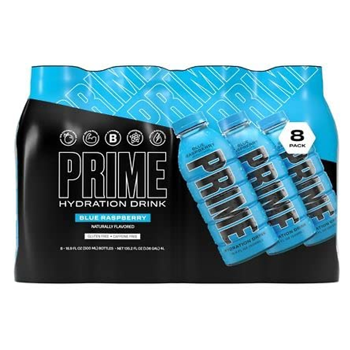 Prime Hydration Drink "Blue Raspberry" 16.9oz - 8 Pack