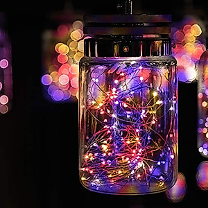 XNNATA Solar String Lights, 33Ft 100 LED Copper Wire Starry String Light, Indoor Outdoor Waterproof Solar Decoration Lights for Gardens, Home, Party Ornaments(RGB)