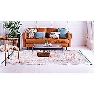 Unique Loom Baracoa Collection Area Rug - Malecon (8' 4" x 10', Light Blue/ Orange)