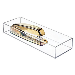 iDesign Clarity Plastic Drawer Organizer, Storage Container for Silverware, Utensils, Kitchen Gadgets in Pantry, Cabinets, Countertops, 4" x 12" x 2" - Clear