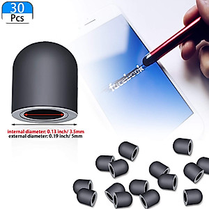 Zonon 30 Pieces Replacement Stylus Tips Conductive touch screen Pens Tips Capacitive Silicone Rubber, No Touch Door Opener Tools (0.19 Inch)