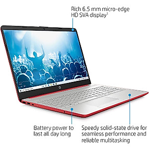 2021 Newest 15.6" HP Pavilion HD Laptop, Intel Quad-core Pentium Processor, 8GB RAM, 128GB SSD, Intel UHD Graphics, HD Webcam, Bluetooth, HDMI, USB Type-C, Scarlet Red, Windows 10 + Oydisen Cloth