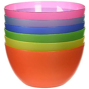 6 Pc Fun Multi-Colored BPA-Free Bowls - Cereal Fruit or Soup Bowl