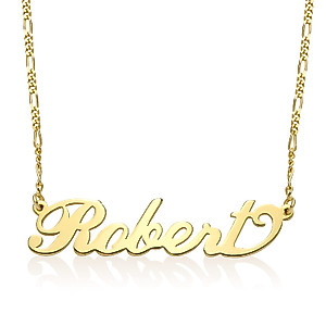 MYKA - Personalized Unisex Extra Thick Name Necklace for Men or Woman – Custom Nameplate Pendant- 925 Silver Sterling/Gold Plated/Gold Vermeil - Gift for Mother's Day Father's Day