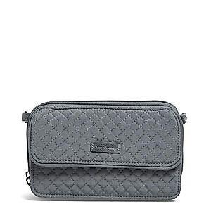 Vera Bradley Women's Microfiber All in One Crossbody Purse With RFID Protection, Charcoal, One Size