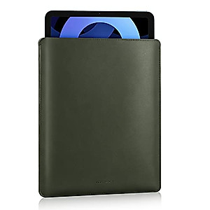 MoKo 9-11 Inch Tablet Sleeve, PU Leather Briefcase Slim Stylish Case Fits New 11-inch iPad Pro M4/iPad Air M2 2024, iPad Air 5/4/3th 10.9/10.5, iPad 10/9/8th Gen 10.9/10.2,Tab S8/S9 11, Midnight Green