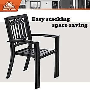SUNSHINE VALLEY Outdoor Dining Sets 7 PCS, Patio Dining Chairs 6 PCS Metal Material 66.9X 38x29.1 Rounded Support Dining Table with 1.57” Umbrella Hole for Outdoor Kitchen Lawn Garden,Bistro,Deck.