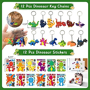 Dinosaur Theme Party Favors Supplies 96 Pcs Birthday Party Decorations Goodie Boxes Hatching Eggs Figures Keychains Pull Back Cars Bubble Wands Slap Bracelets Stickers Toys For Kids Boys Girls