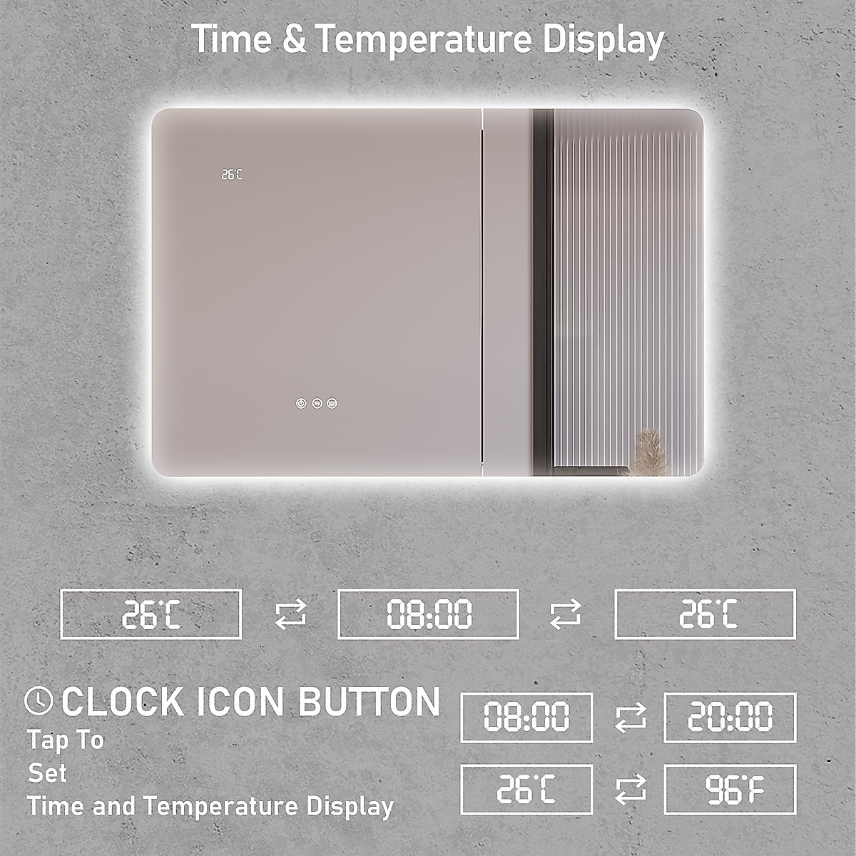 MIRPLUS Lighted Medicine Cabinet with Mirror for Bathroom, 24 x 36 inch Wall Mounted Bathroom Cabinet Touch Switch 3 Color Lights & Brightness Adjustment, Anti-Fog Time & Temp Display (Double Door)