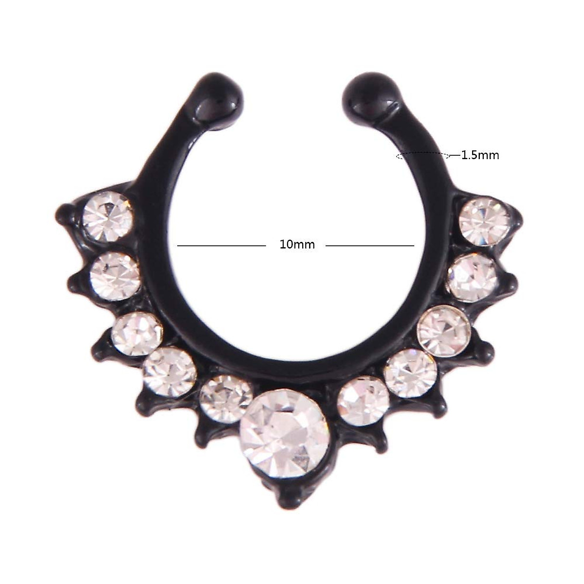 Vitaltyextracts 16pcs Fake Nose Rings Hoop Stainless Steel Faux Fake Lip Ear Nose Septum Ring Non-Pierced Clip On Nose Hoop Rings