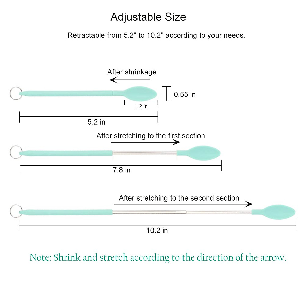 Suntchen Mini Silicone Spatula Set Stretchable Makeup Spatulas Small Scooper and Spoon 2-in-1Tiny Spatula for Kitchen Bottle Beauty Jar, Adjustable Size and Reusable, 3Pcs