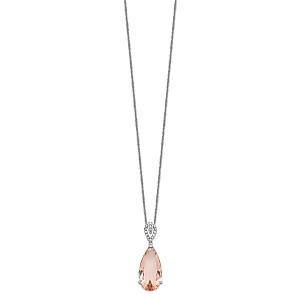 IceCarats 925 Sterling Silver Simulated Pink Morganite White Cubic Zirconia CZ Teardrop Necklace 18 inch Chain Gemstone Pendant Charm