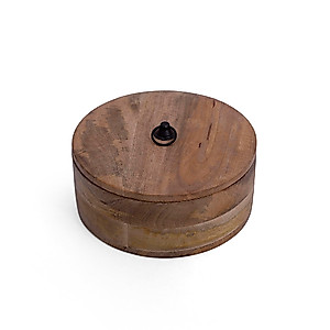 Handcrafted Wooden Mexican Tortilla Warmer Basket Chapati Roti Bread Holder Box Pancake Keeper Serveware Hot Pot Casserole Dish With Lid Home Kitchen Dining Decor, Natural Brown, 9 x 3.5 Inches