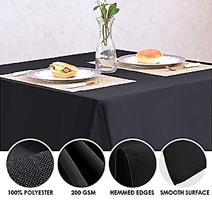 FURNLIK EVENTSDECO Square Tablecloth Black Polyester Table Cloth 200 GSM 52x52 Fabric Table Cloths for Banquet Buffet Kitchen Dining and Party