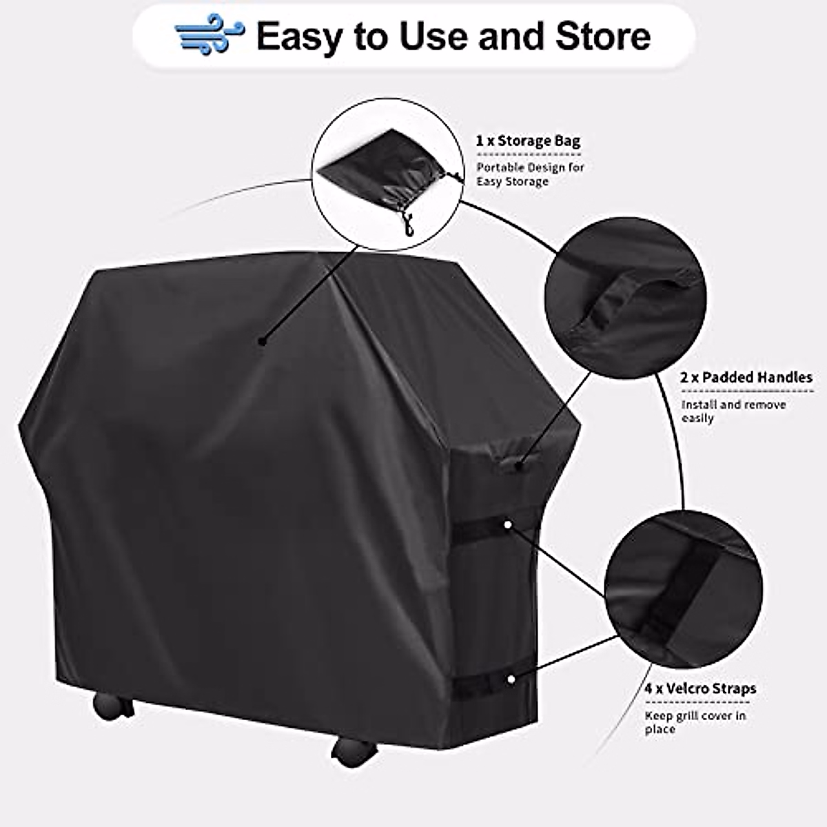 OutdoorLines Waterproof Heavy Duty BBQ Grill Cover - Universal Barbecue Grill Covers UV Resistant Barbeque Gas Grill Cover for Outdoor Universal Grills, 58L x 24W x 44H Inch, Black