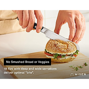 Misen Serrated Bread Knife - 5 Inch, High Carbon Stainless Steel, Japanese AUS10 - Best for Sourdough, Challah, Watermelon - Bread Slicer Knife, Chef - Bread Bowl, Handmade, Homemade Bread, Black