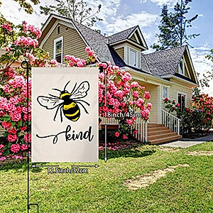 BLKWHT Bee Kind Spring Summer Garden Flag Vertical Double Sided Burlap Yard Outdoor Decor 12.5 x 18 Inches