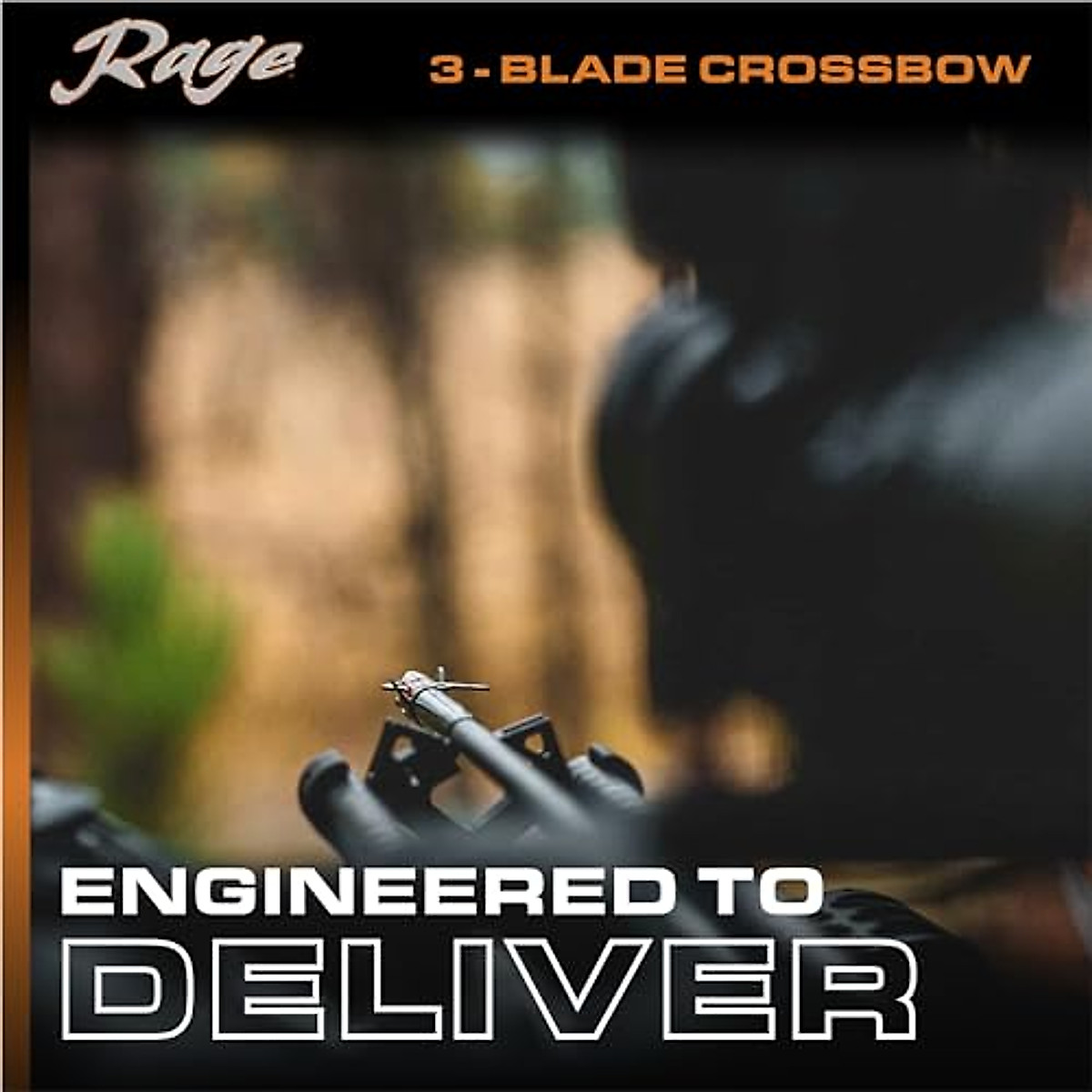 Rage 3 Blade Chisel Tip X Crossbow Broadhead 1.6" Cut, Orange (60200)