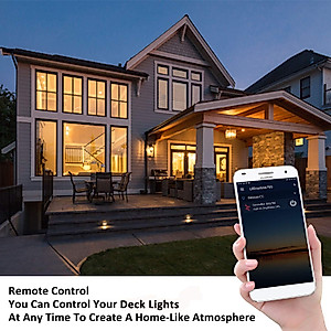 QACA WIFI Controlled LED Deck Lights Multi Color Outdoor IP67 Waterproof Φ1.18"Low Voltage Step Lights In-Ground Lights, Smart Phone APP Controlled, Compatible with Alexa Echo and Google Home, 10 Pack