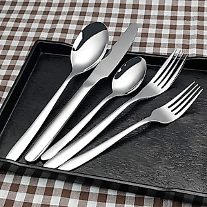 Parlynies 60 Pieces Stainless Steel Flatware Sets, Kitchen Silverware Cutlery Set, Service for 12