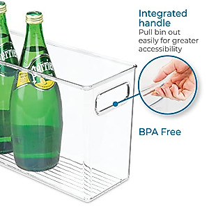 iDesign Plastic Stackable Kitchen Organizer Bin with Easy to Grip Integrated Handles for Kitchen, Fridge, Freezer, Pantry and Cabinet Organization, The Linus Collection – 12" x 5" x 7.75", Clear