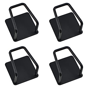Morobor Stainless Steel Self-Adhesive Hanging Hook, 4pcs Heavy Duty Wall Robe Hooks Towel Double Wire Hooks for Hanging Coat, Robe, Towels, Hats in Bathroom,Kitchen,Shower(Black)