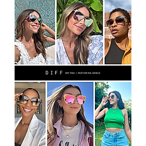DIFF Grace Cat Eye metal sunglasses for women, lightweight oversized UV400 protection