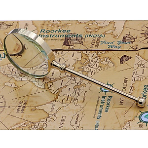RII Magnifying Glass with Solid Brass Handle, Handheld Magnifying Glass Lens, Antique Magnifier, Reading, Inspection, Coin & Stamp, Astrologer, Low Sight Elderly Collectible Décor Gift