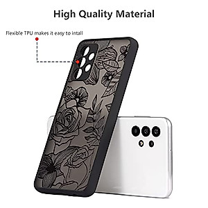XIZYO for Samsung Galaxy A32 5G Case Rose Design Floral Pattern Slim Case for Women Girls TPU Bumper Case Shockproof Protective Case for Galaxy A32 5G, Black
