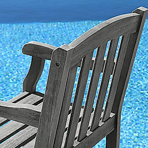 Vifah V1295 Renaissance Hand-Scraped Acacia Slatted Back and Seat Outdoor Armchair