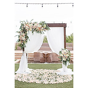 PartyDelight 9.8FT X 10FT White Chiffon Sheer Backdrop Curtain Drapes, Wedding Arch Drapes, for Wedding, Birthday, Party, Banquet and Home Decorations.