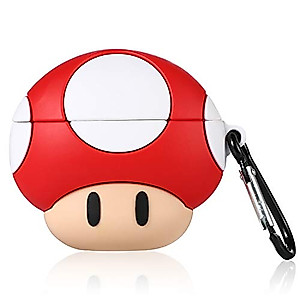 Coralogo Case for Airpods Pro 2019/Pro 2 Gen 2022 Cute,3D Animal Character Silicone Cartoon Kawaii Airpod Skin Fun Funny Cool Keychain Design Kids Teens Girls Boys Cover Cases Air pods Pro (Mushroom)