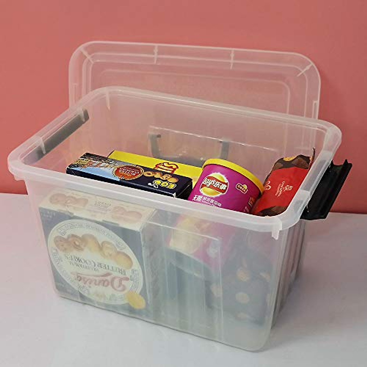 Easymanie 12 Quart Plastic Storage Bin Box with Handle, Pack of 6, R4