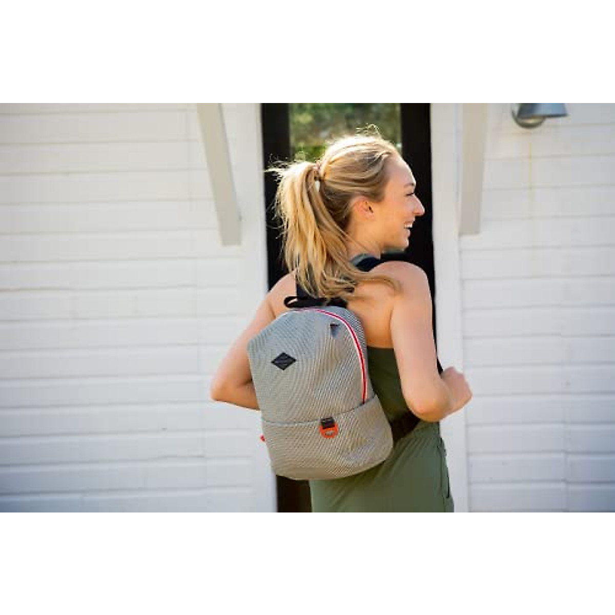 Sherpani Adaline, Nylon Mesh Backpack Purse, Small Backpack, Travel Bag, Fashion Bags for Women Fits 13 Inch Laptop (Stone)