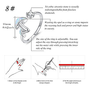 OHAYOO Mushroom Ring Adjustable S925 Sterling Silver Mushroom White Opal Open Ring Mushroom Ring Jewelry Gifts For Women Teen Girls